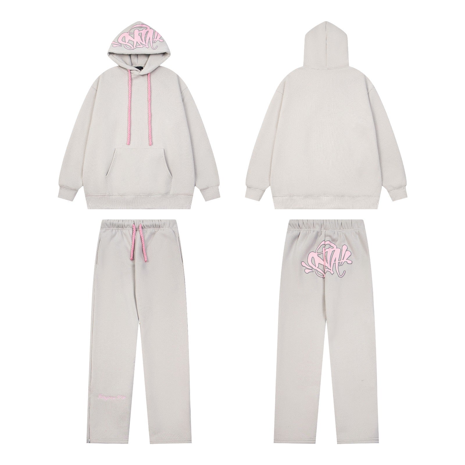 Syna World tracksuit - אפור/ ורוד – Plugs streetwear